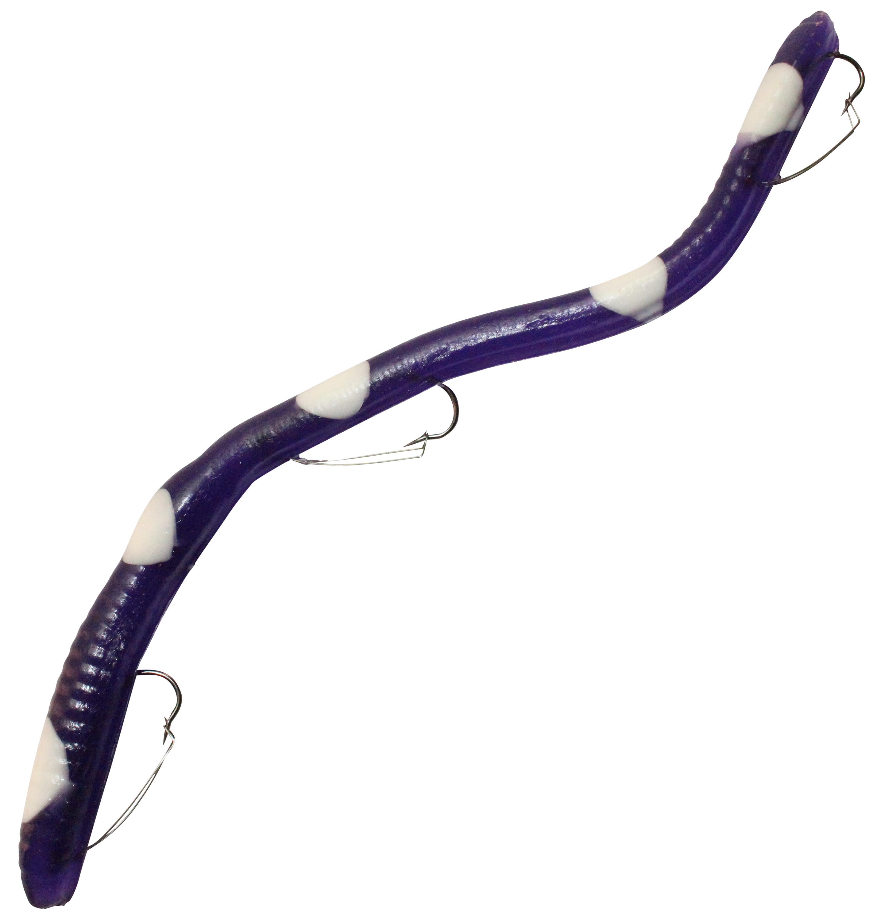 Ike-Con Big 8ight Weedless 8'' Pre-Rigged Worm - Grape/White Spots ...